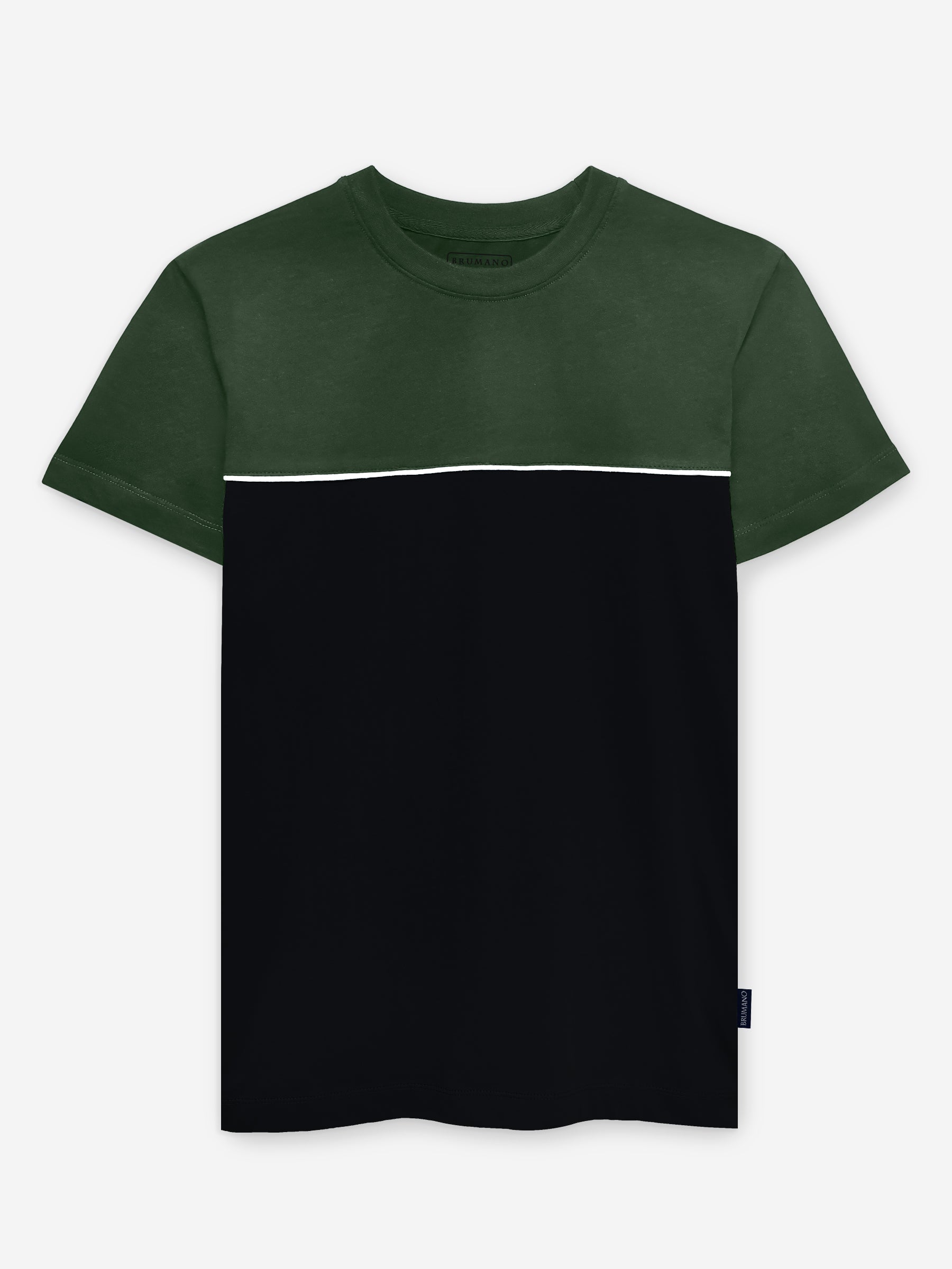 Green & Black Two Tone Crew Neck T-Shirt – Brumano