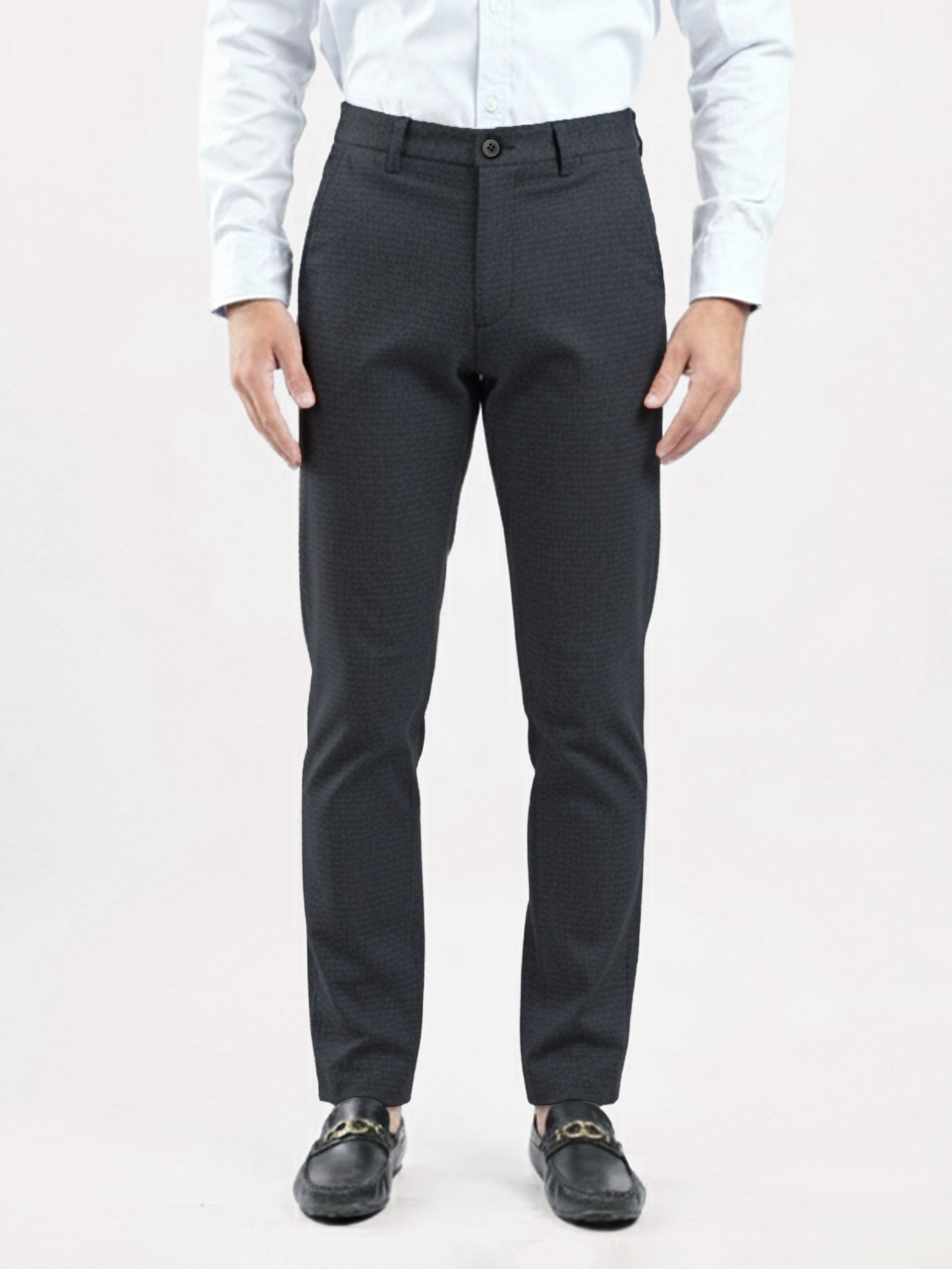 Grey Dobby Formal Chinos – Brumano