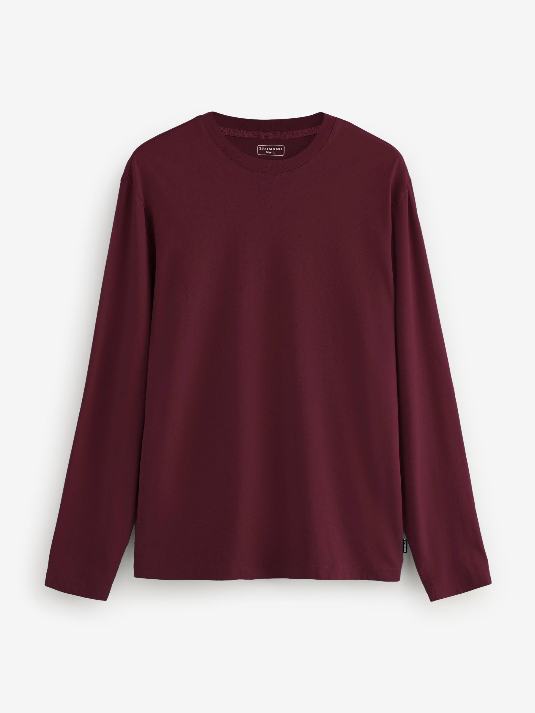 Maroon Long Sleeve Crew Neck T-Shirt – Brumano