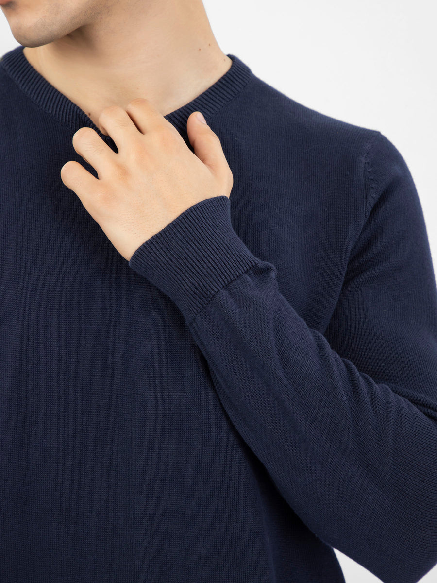 Navy Blue Crew Neck Sweater – Brumano