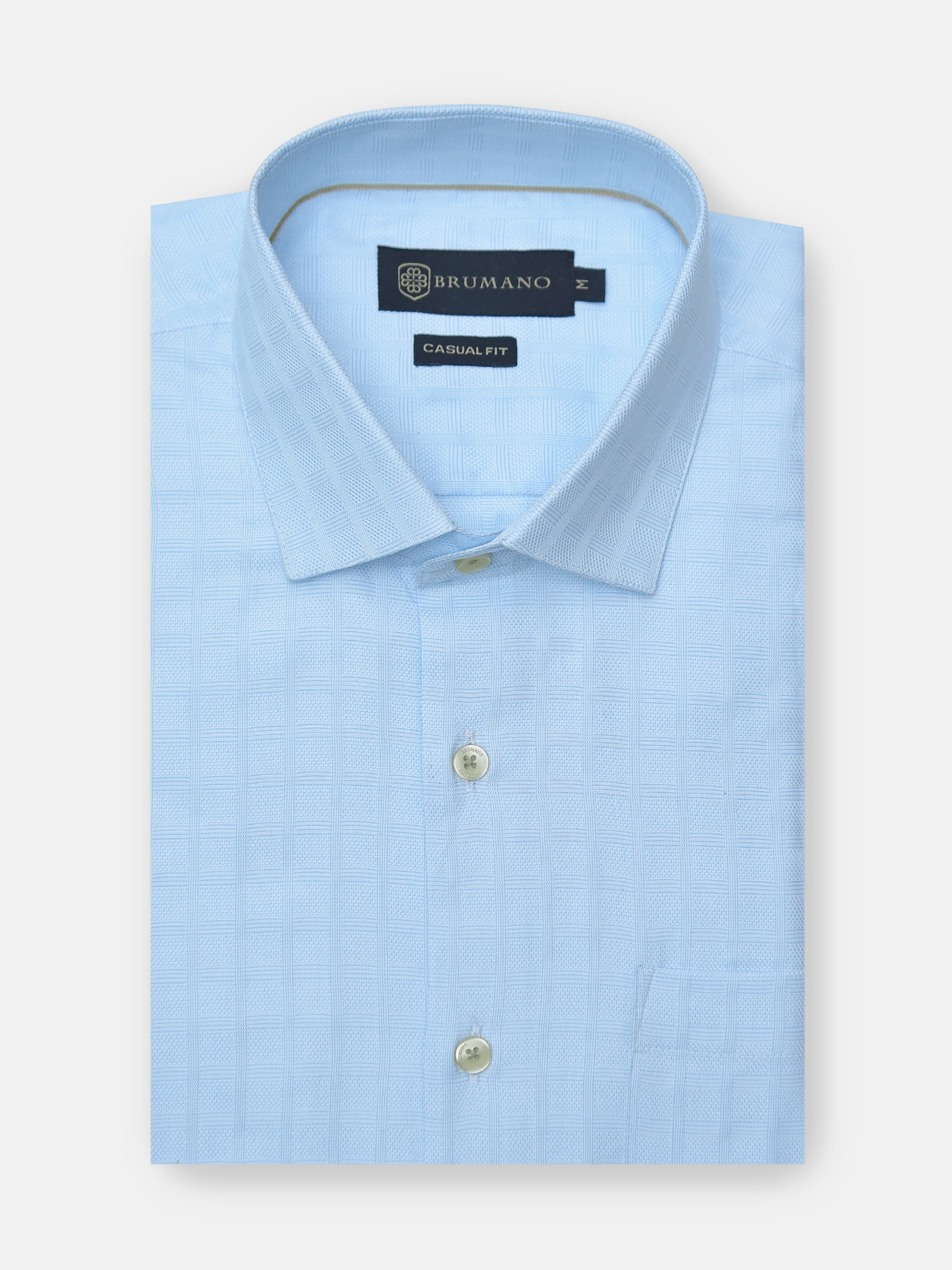 Sky Blue Check Patterned Formal Shirt – Brumano