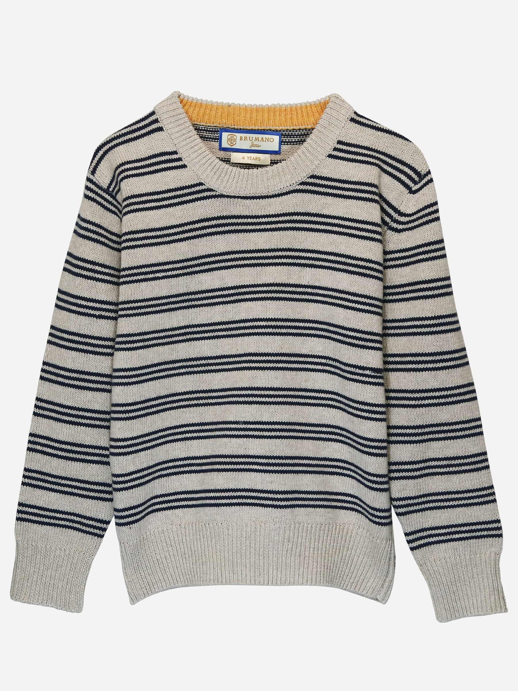 Beige & Navy Striped Casual Sweater – Brumano