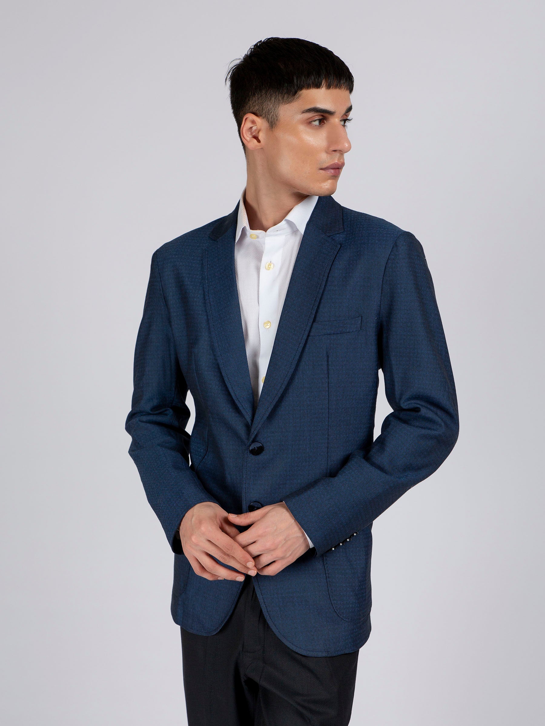 Blue Textured Blazer – Brumano